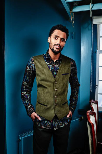 Tijdloze zachte gilet | A Fish Named Fred Waistcoat rib mosh grass gre ...