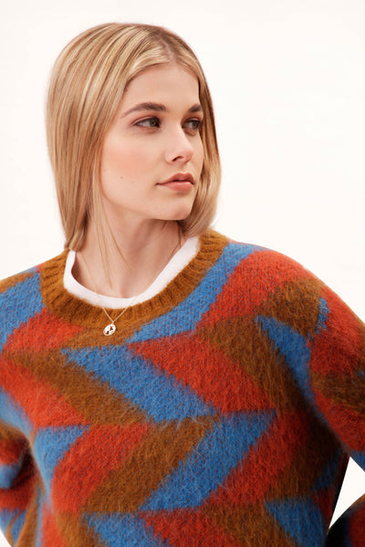 UVR Berlin pullover Daphneina ockre/orange/blue 223-108 – Hippe-Dingen